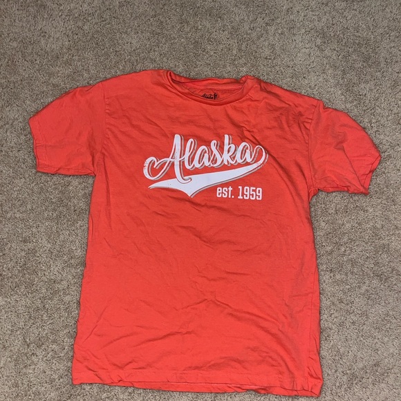 Tops | Salmon Colored Alaska Graphic Tshirt | Poshmark